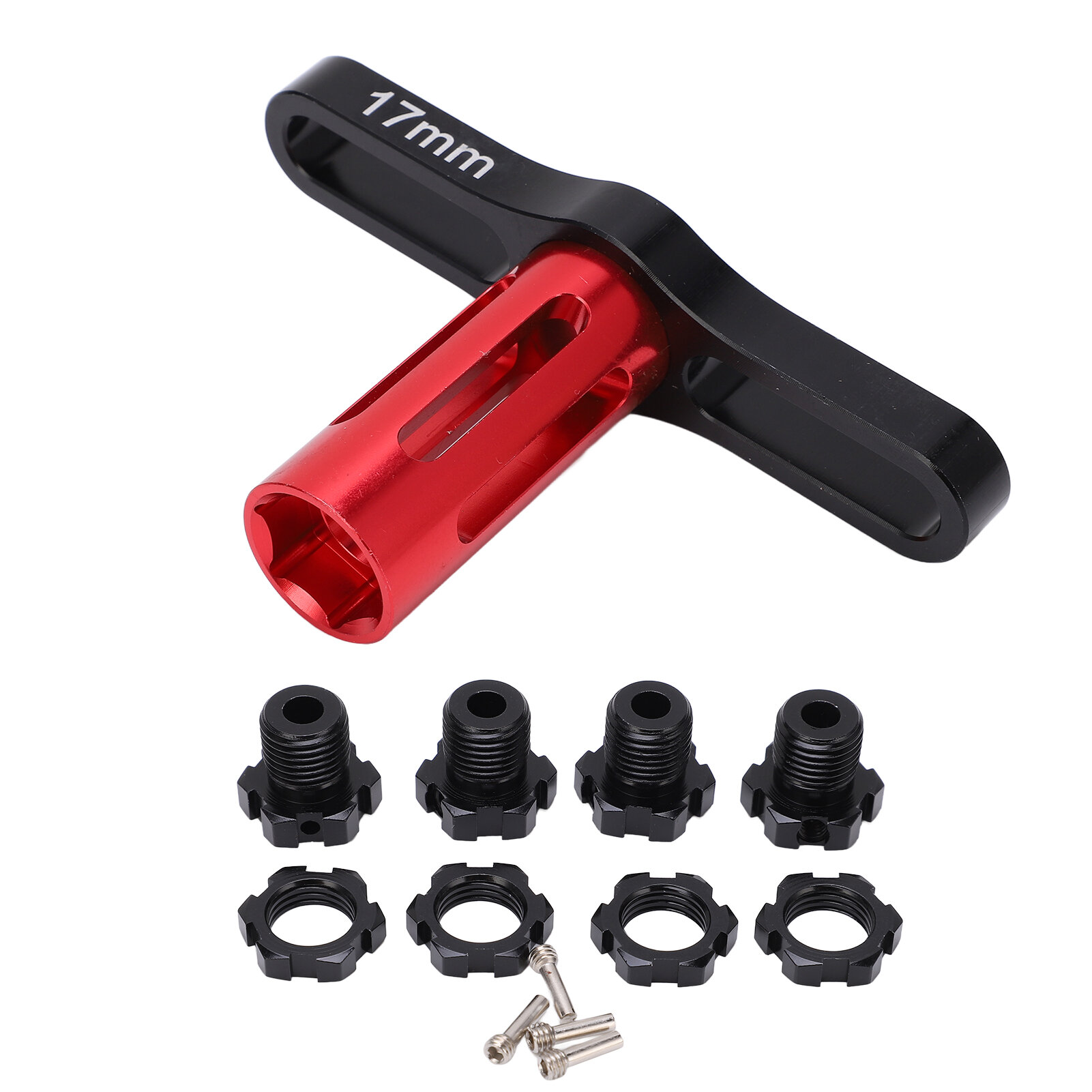 4 комплекта шестиугольных гаек для колес с насечками 17 мм для Traxxas 5353X EREVO Summit 1/10 RC автомобиля (черный)