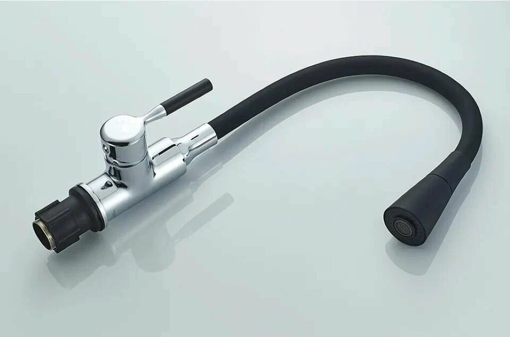 Смеситель для кухни Accoona 9890F-1, с силиконовым изливом, черный+хром, гайка