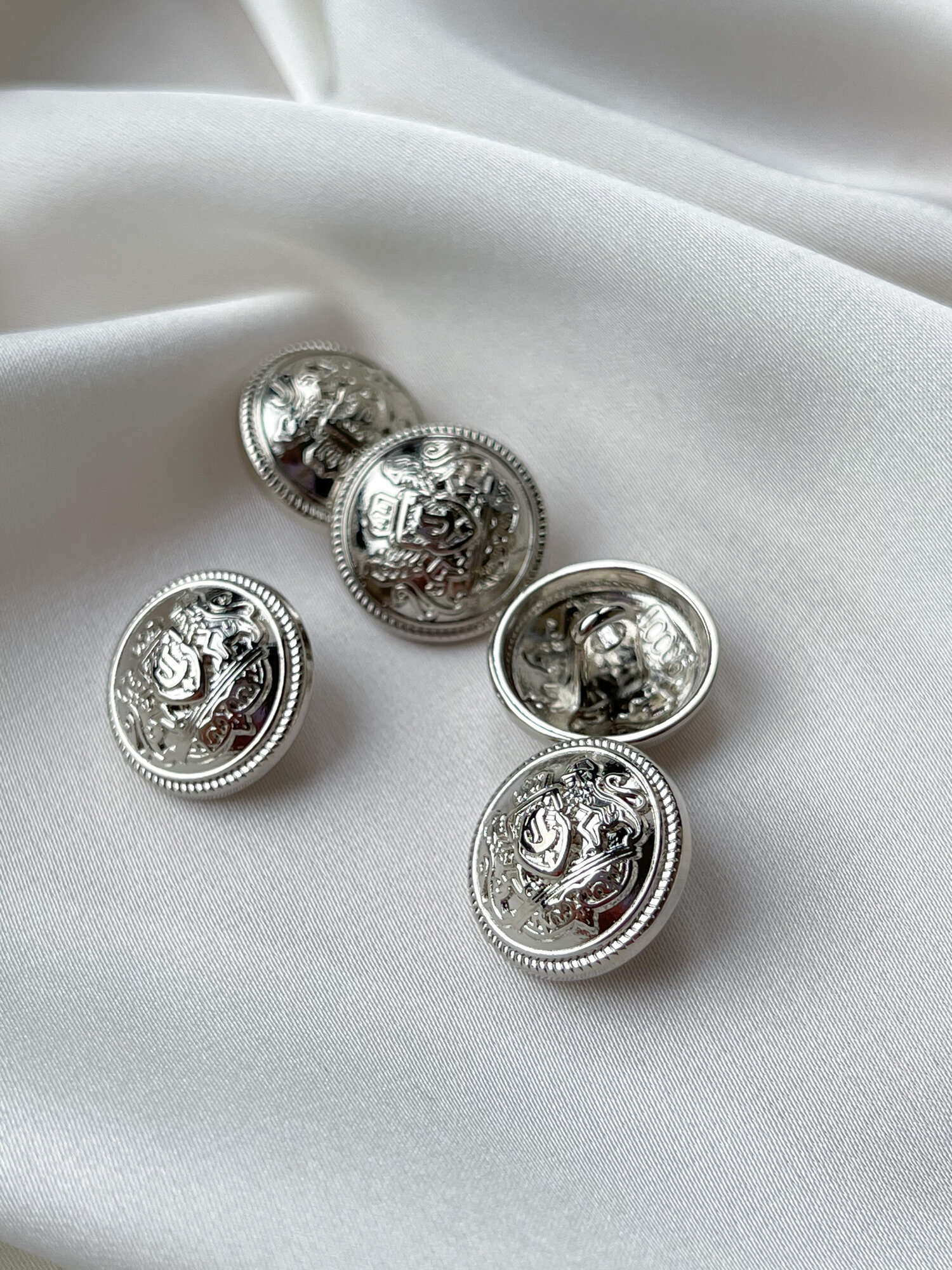 Пуговицы серебряные с гербом 15 мм, 5 штук