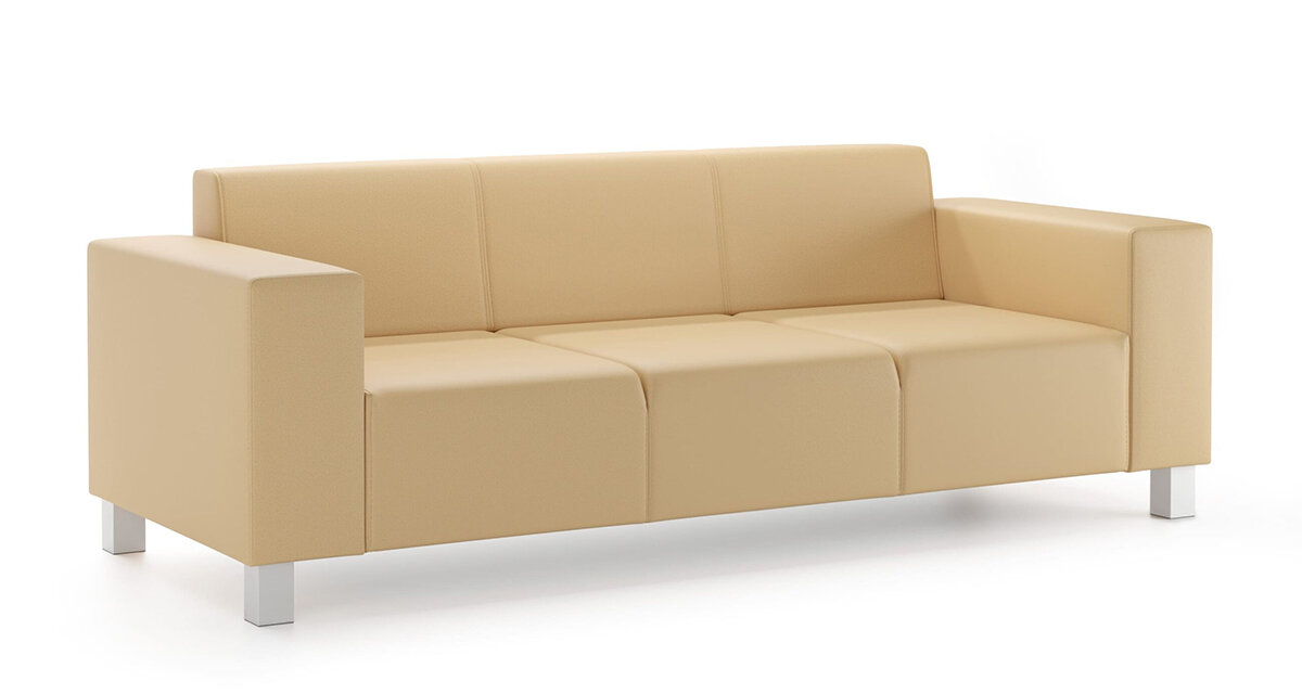 Диван офисный Алекто 3 трехместный, искусственная кожа Galaxy Cream