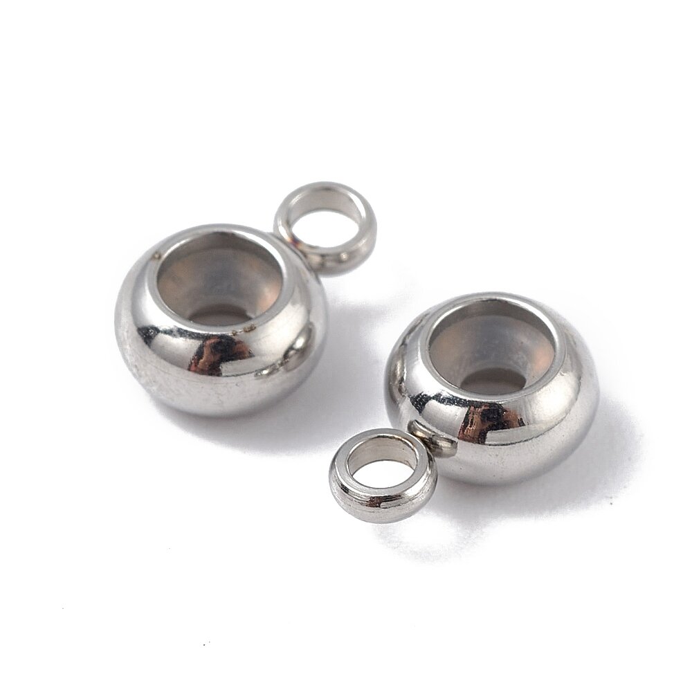 Держатель, 9х6х3.5мм, рондель гладкая, с резиновым стоппером, базовый материал - нержавеющая сталь, без покрытия, 2 шт.