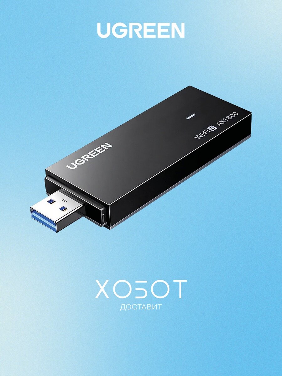 Wi-Fi адаптер Ugreen CM499 AX1800 Dual-Band Wireless Adapter Wi-Fi 6 чёрный (65225)