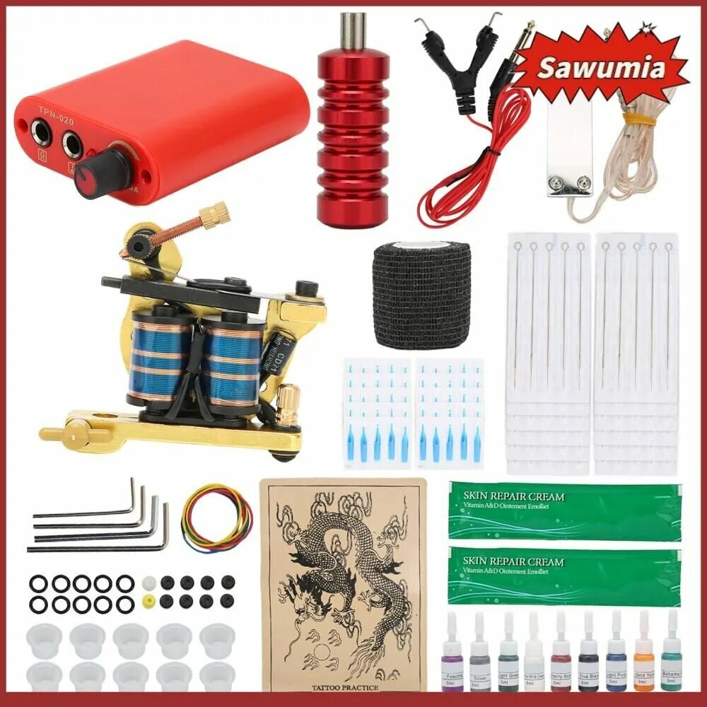 Набор тату, с машинкой и иглами, безопасный и удобный для использования