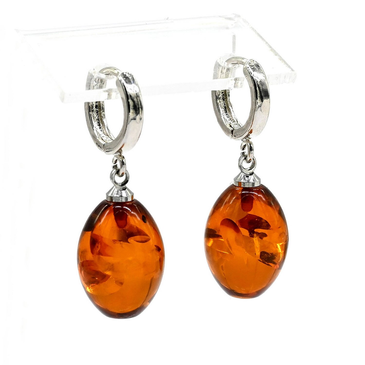 Серьги с подвесками, янтарь