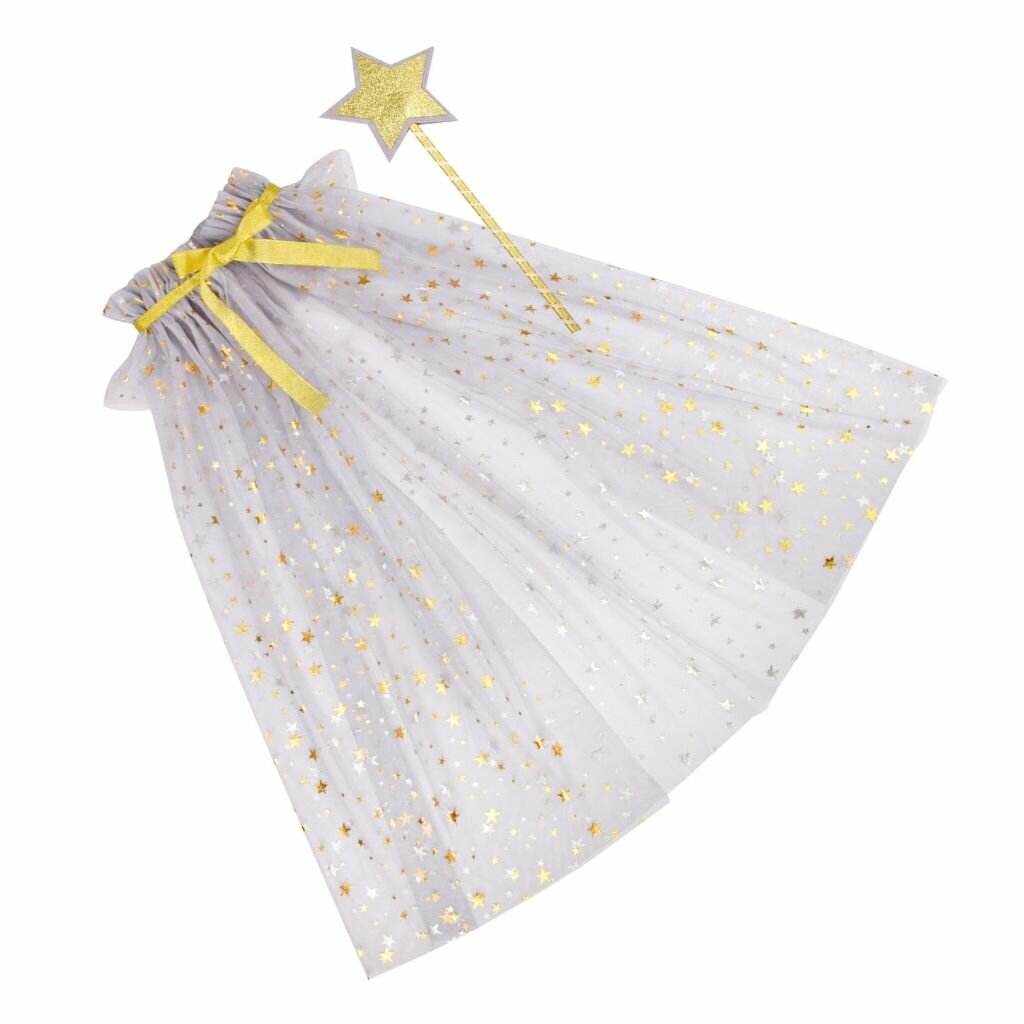 Детский сетчатый плащ-накидка Звездная палочка из двух предметов серый