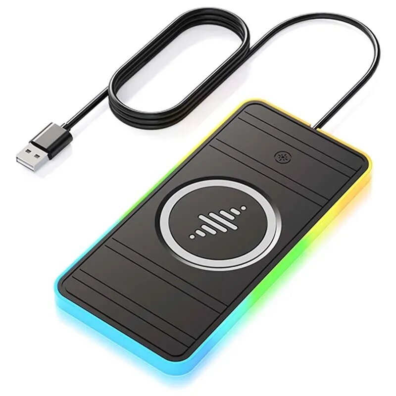 Автомобильное беспроводное зарядное устройство 30 Вт с регулировкой RGB-подсветки, нескользящая зарядная панель для iPhone 16-12, Samsung Airprods, автомобильная быстрая зарядка телефона, Black