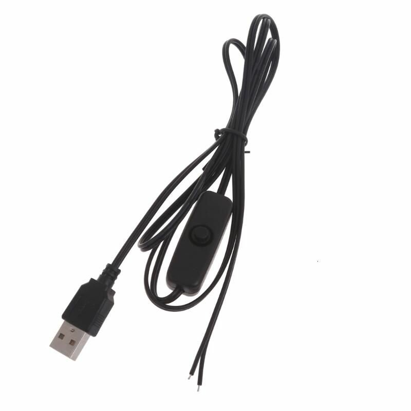 Кабель питания USB 2 Pin для 5V светодиодных ламп, вентиляторов и камер, - С выключателем