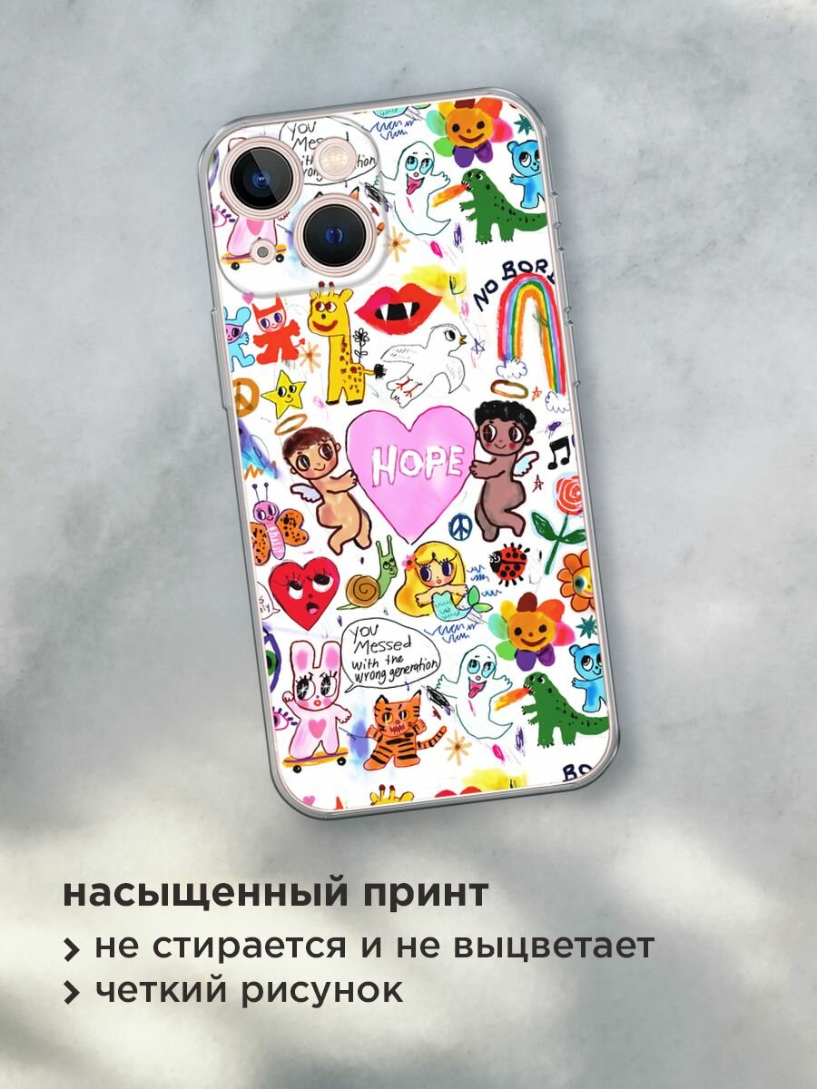 Чехол на Apple iPhone 13 mini / Айфон 13 мини с принтом "Милые рисунки" — фото 1