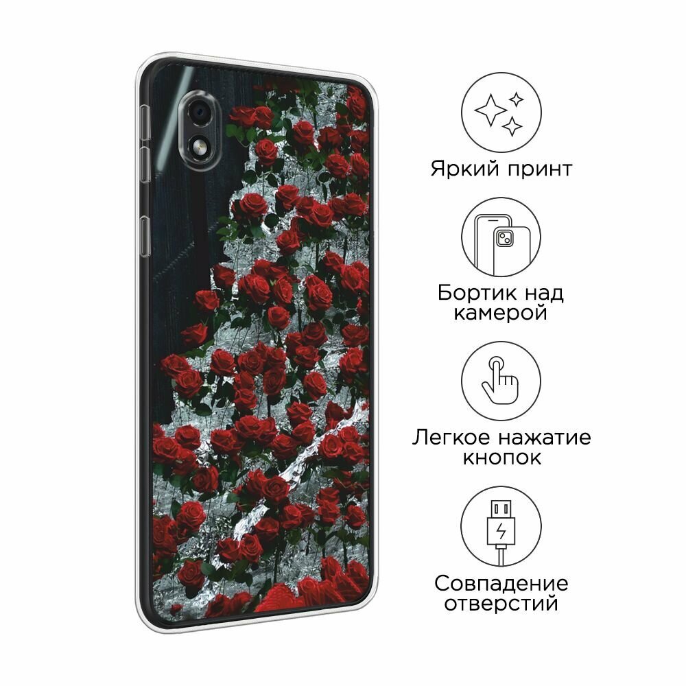 Чехол на Samsung Galaxy A01 Core / Самсунг Галакси А01 Core с принтом Цветущие алые розы — фото 1