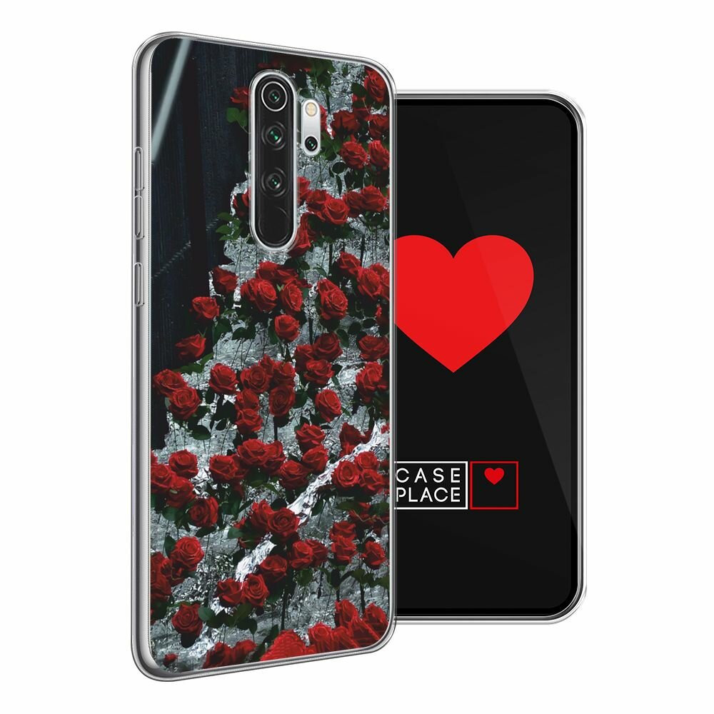 Чехол на Xiaomi Redmi Note 8 Pro / Сяоми Редми Нот 8 Про с принтом Цветущие алые розы — фото 1