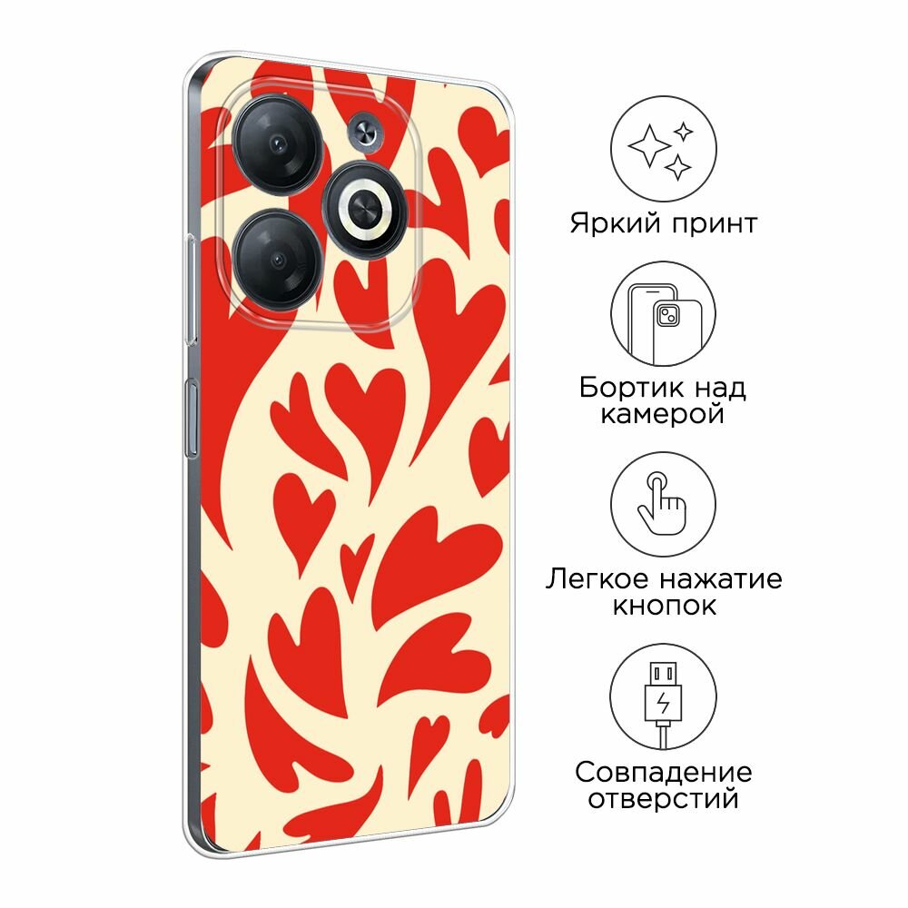 Чехол на Infinix Smart 8/8 HD/HOT 40i / Инфиникс Смарт 8/8 HD/HOT 40i с принтом "Crazy hearts 1 - 14 февраля" — фото 1