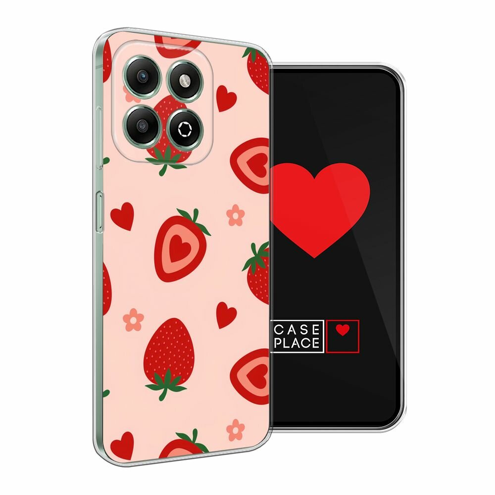 Чехол на Honor X6b / Хонор X6b с принтом "Heart strawberries 1 - 14 февраля" — фото 1