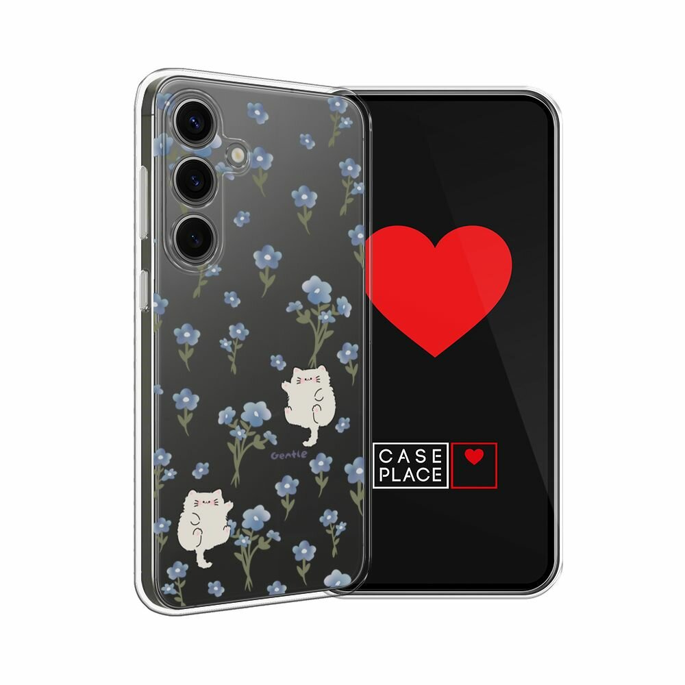 Чехол на Samsung Galaxy S25 / Самсунг S25 с принтом "Gentle cats", прозрачный — фото 1