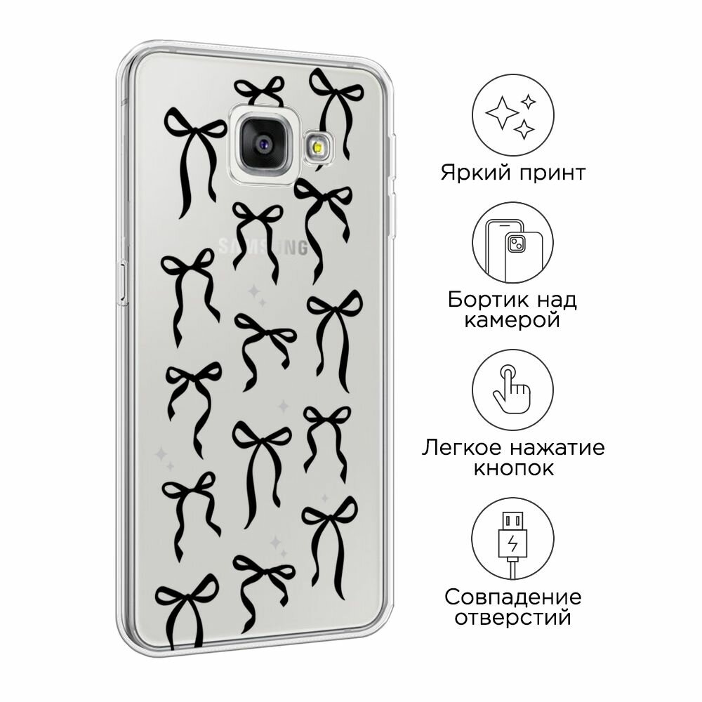 Чехол на Samsung Galaxy A3 2016 / Самсунг Галакси А3 2016 с принтом "Black bows", прозрачный — фото 1
