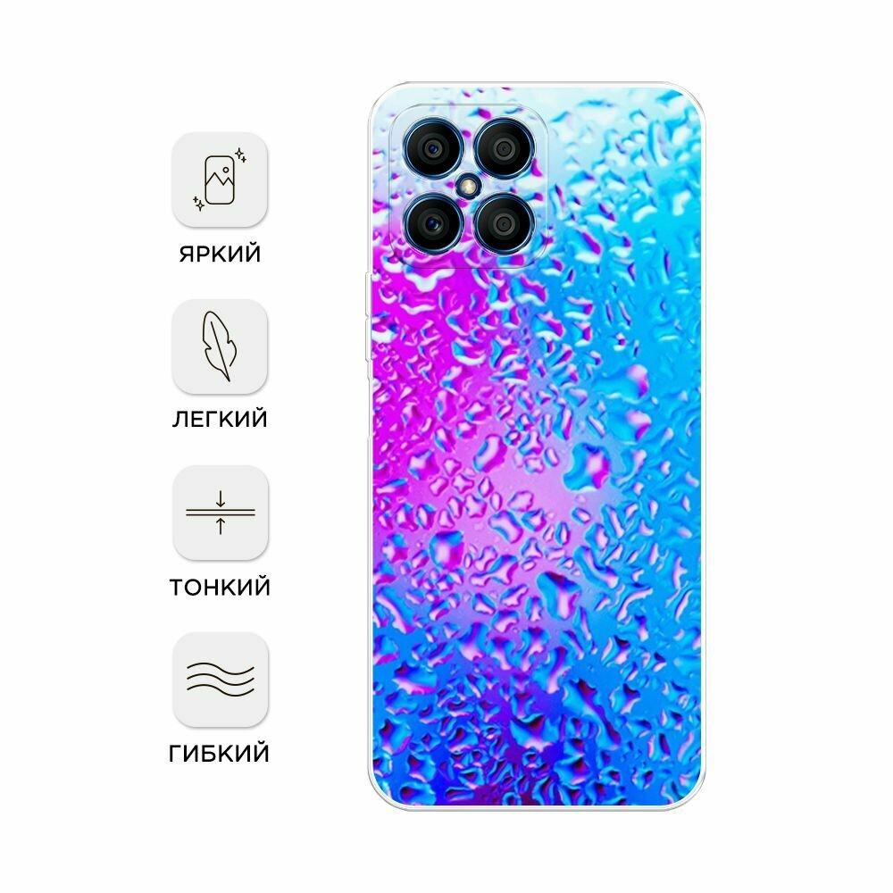 Силиконовый чехол на Honor X8 / Хуавей X8 с принтом "Капли на стекле" — фото 1
