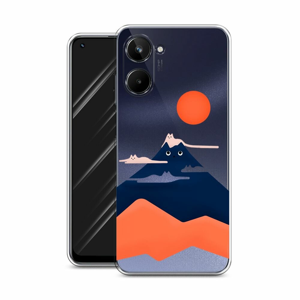 Чехол на Realme 10 4G / Реалми 10 4G с принтом "Кот-гора", прозрачный — фото 1