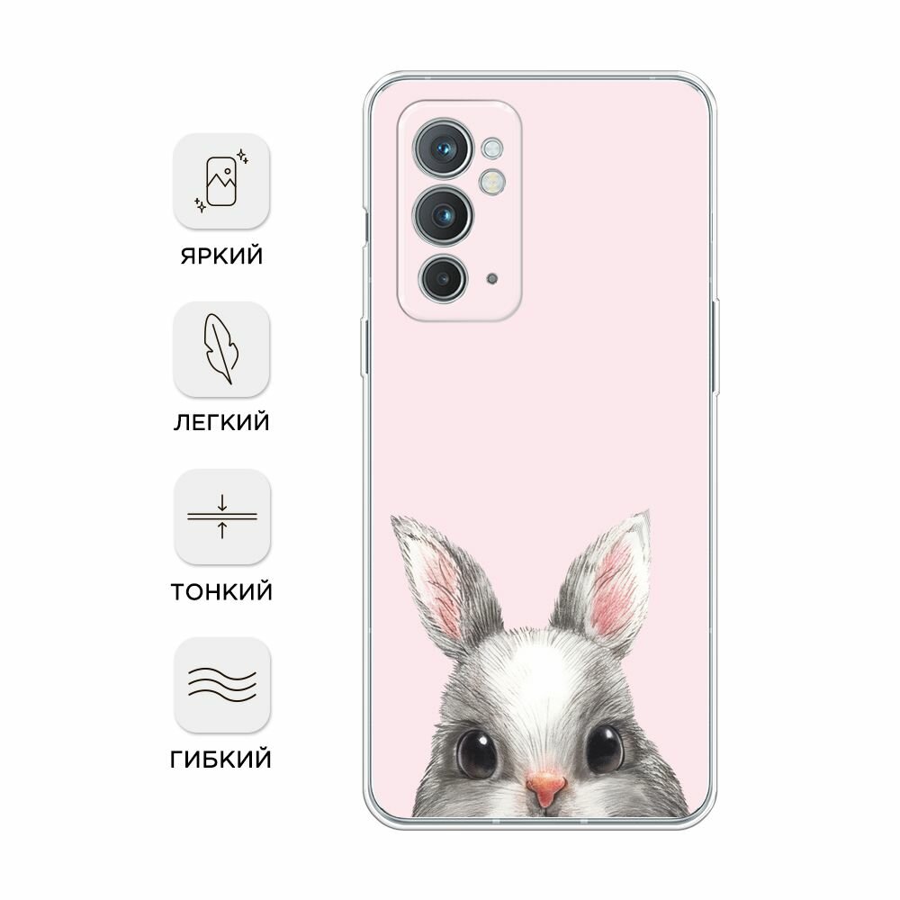 Чехол на OnePlus 9RT / ВанПлас 9RT с принтом "Карандашный кролик 1 - 8 марта" — фото 1