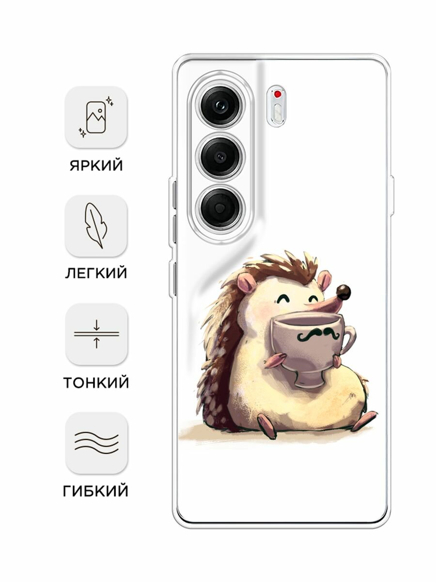 Чехол на Tecno Camon 40 Pro / Текно Камон 40 Про с принтом "Еж кофеман" — фото 1