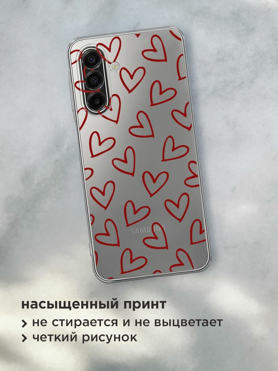 Чехол на Samsung Galaxy A17 / Самсунг А17 с принтом "Little hearts doodles 2 - 14 февраля", прозрачный — фото 1