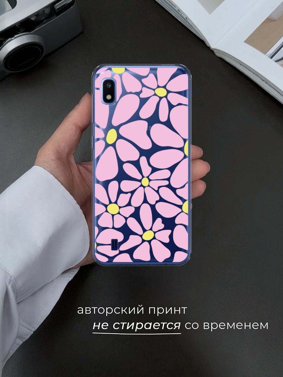 Чехол на Samsung Galaxy A10 / Самсунг Галакси А10 с принтом "Розовые лепестки 2", прозрачный — фото 1