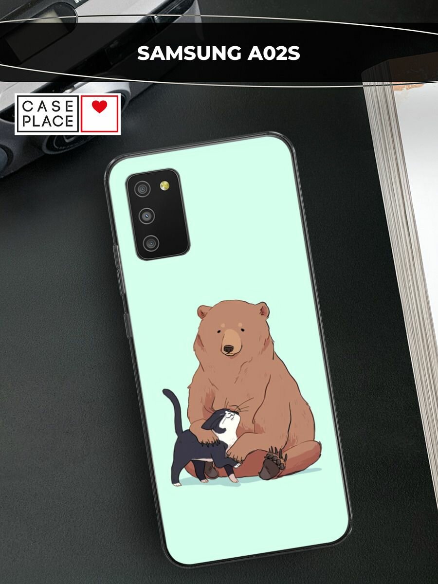 Чехол на Samsung Galaxy A02s / Самсунг Галакси A02s с принтом "Медведь и кошка дружба"