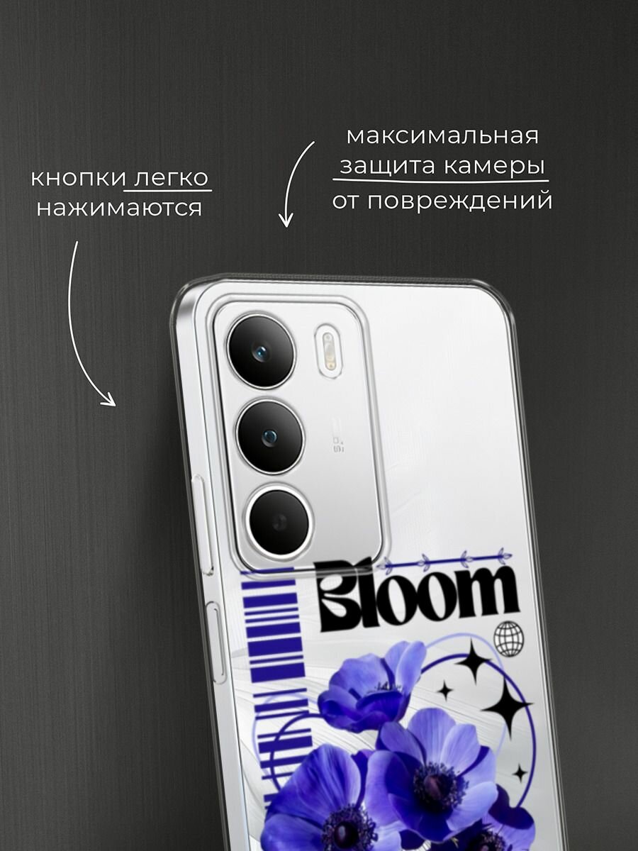 Чехол на Realme C71/P3 Lite 4G / Реалми С71/P3 Лайт 4G с принтом "Завораживающие анемоны", прозрачный — фото 1