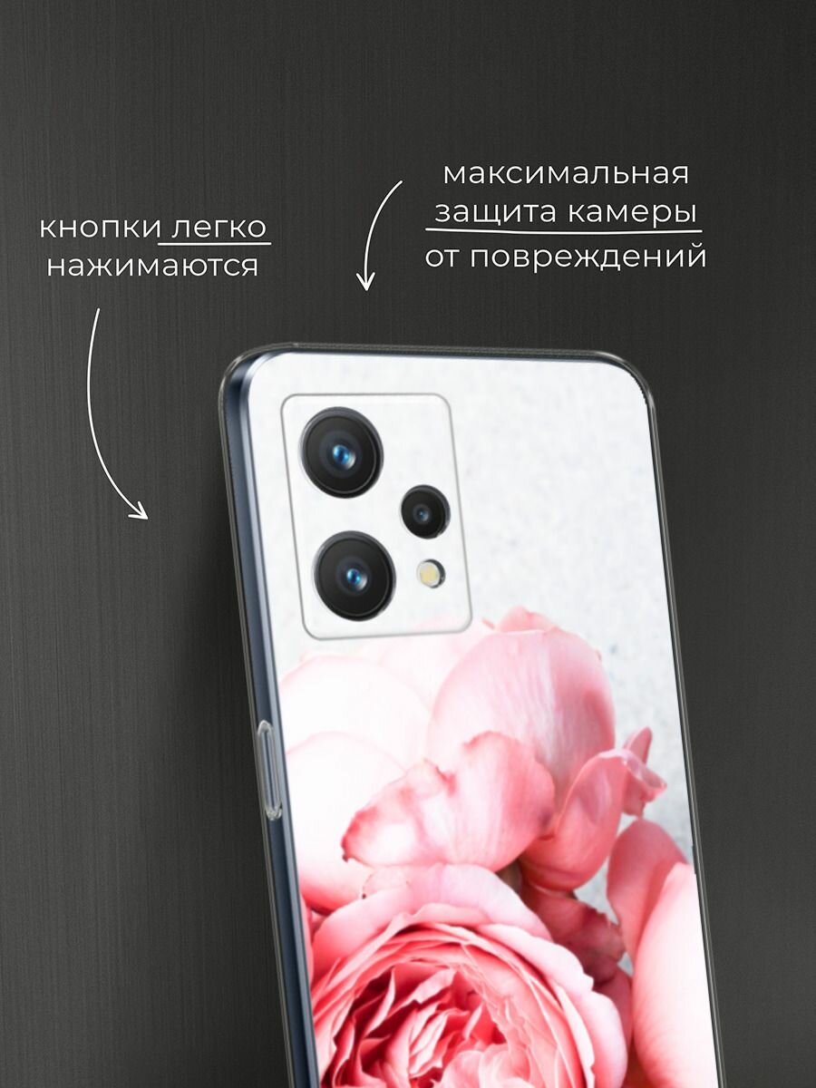 Чехол на Realme 9 4G/9 Pro Plus / Реалми 9 4G/9 Pro Plus с принтом "Пионы на белом" — фото 1