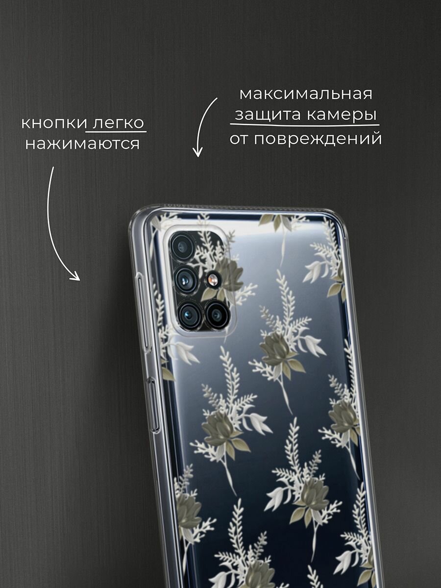 Чехол на Samsung Galaxy M31s / Самсунг Галакси M31s с принтом "Паттерн цветы сепия" — фото 1