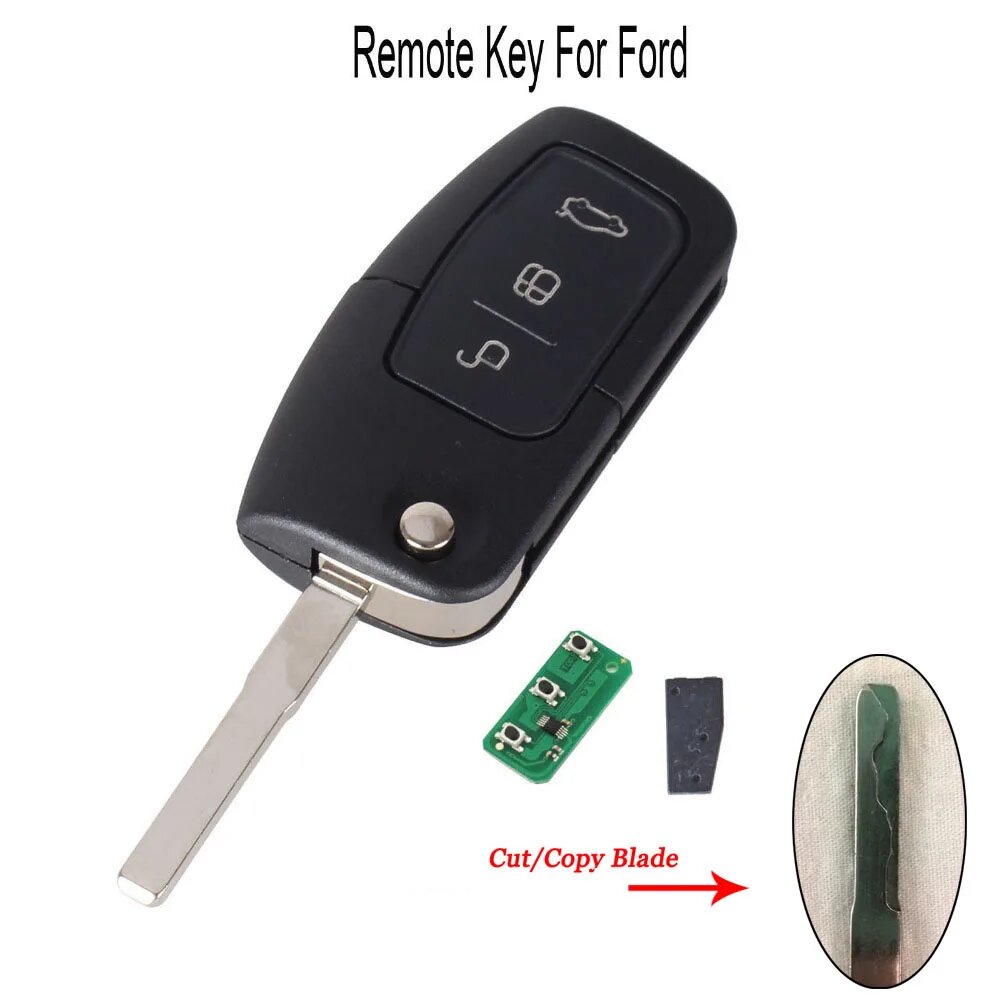 Складной пульт дистанционного управления KEYYOU Cut Blade с 3 кнопками для Ford Focus With 4D63 Chip