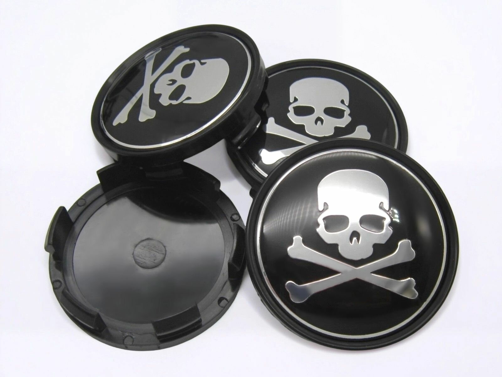 Колпачки заглушки на литые диски Череп 59/56/10 мм, комплект 4 шт.