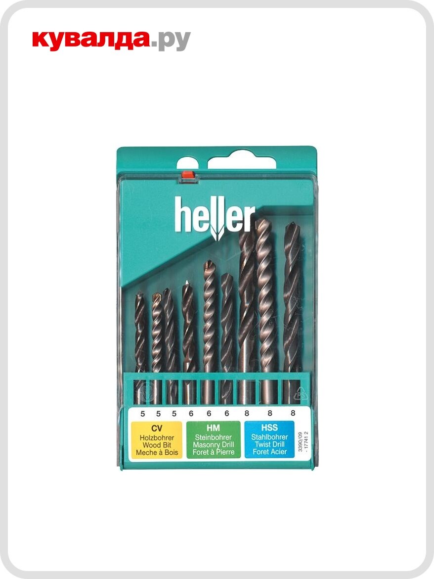 Набор сверл универсальных HELLER комбинированный 5 дерево,6 бетон, 8 металл (9 пр.) TD17741