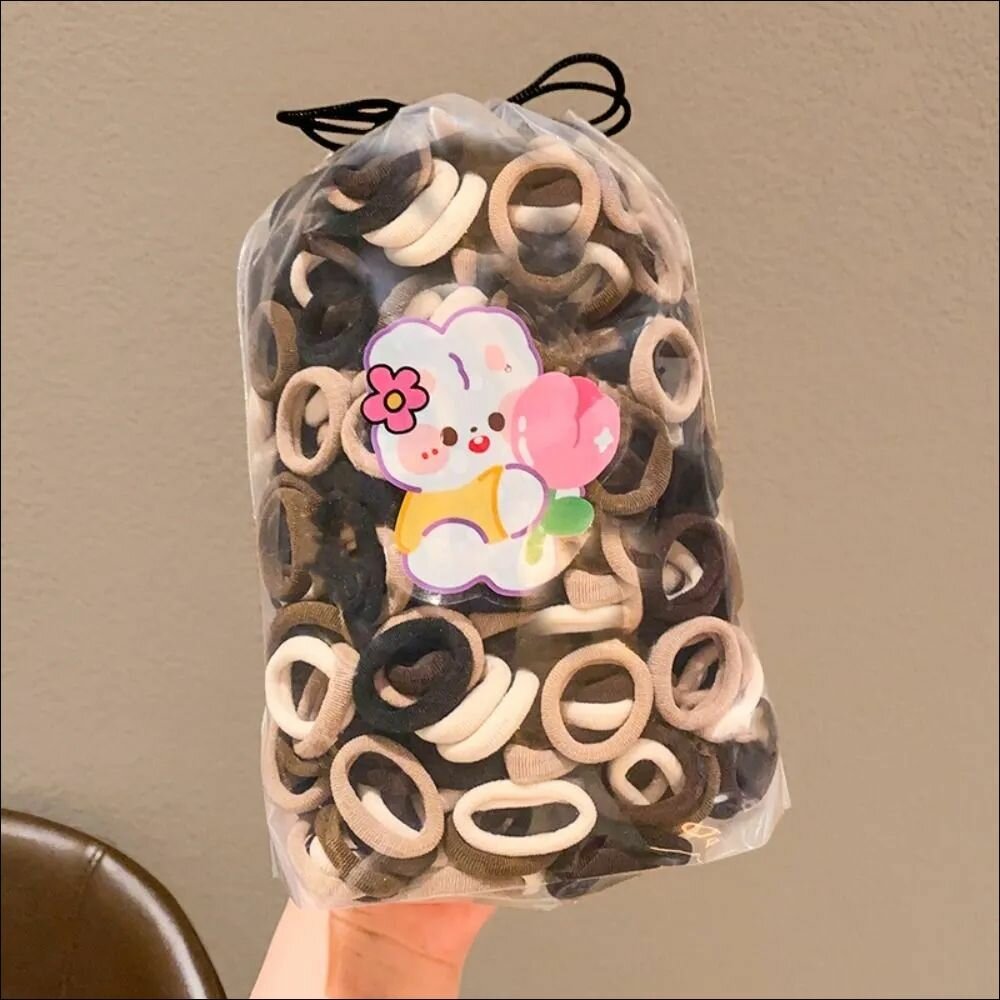 Резинка для волос, 100 штук, белая, базовая, повседневная, для женщин