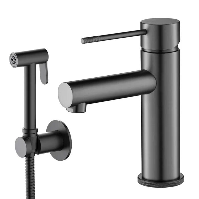 Смеситель для раковины Timo Saona 2360/18G, с гигиеническим душем, черное золото