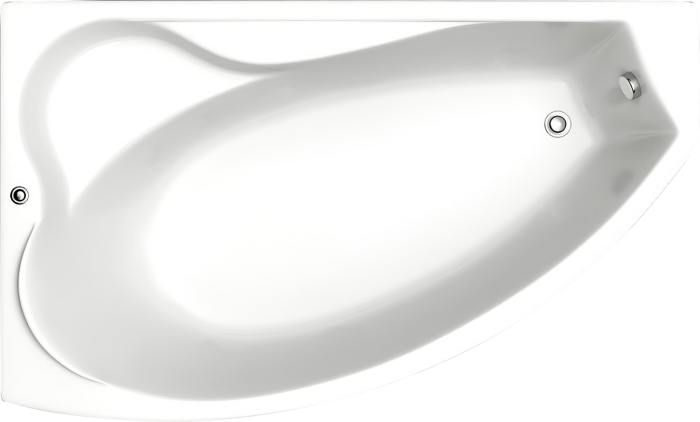 Акриловая ванна Bas Николь L 170x110 см, угловая, левая, пристенная, белая, асимметричная, с каркасом, с сиденьем
