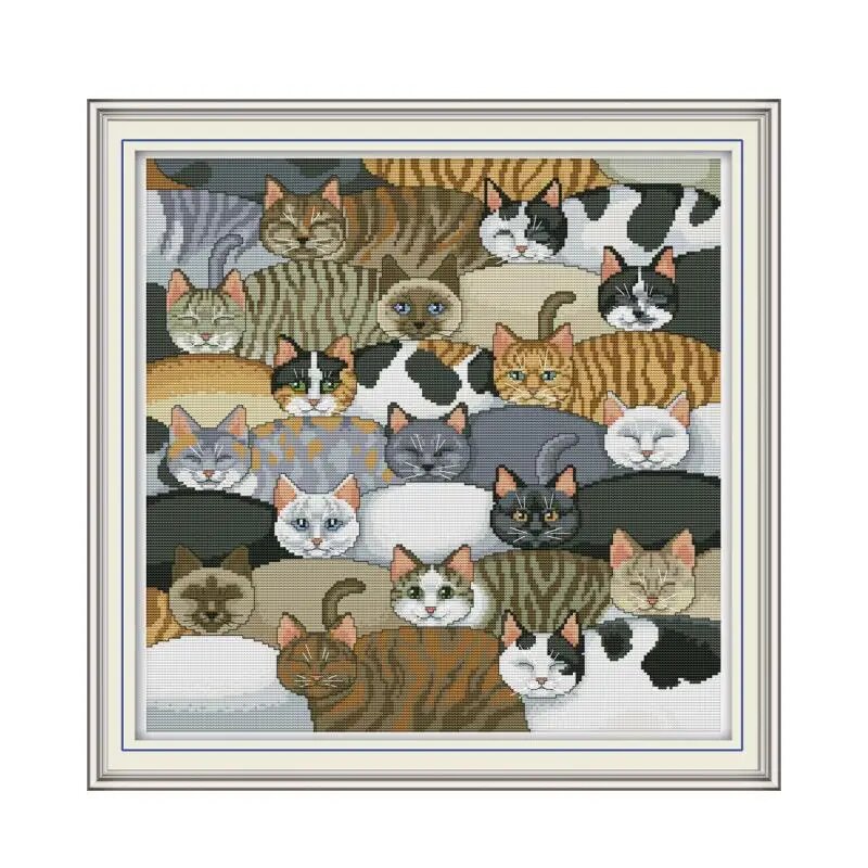 Набор для вышивки крестом Dreamfounder кошки Aida 14ct 11ct 14ct print canvas
