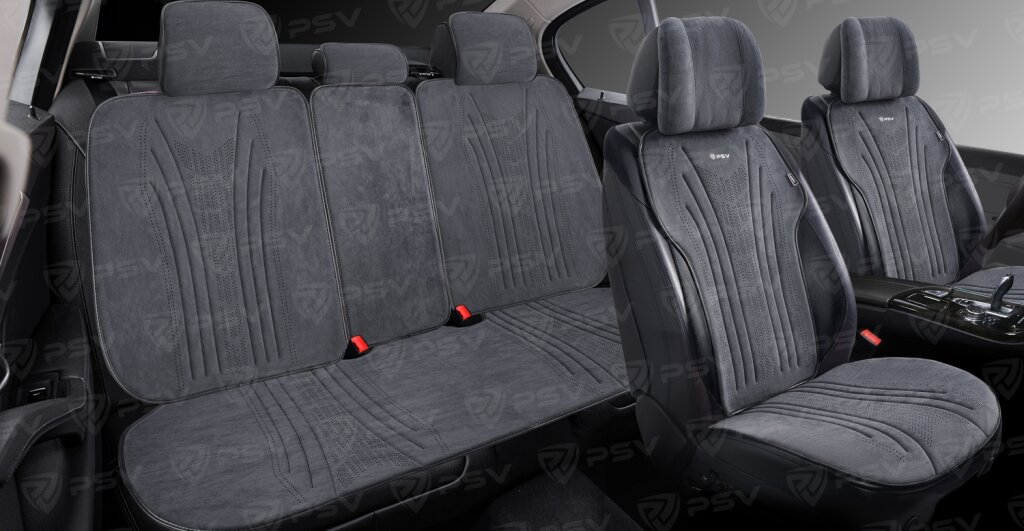 Накидка на сиденье "PSV" Tornado алькантара темно-серый (комплект на весь салон)