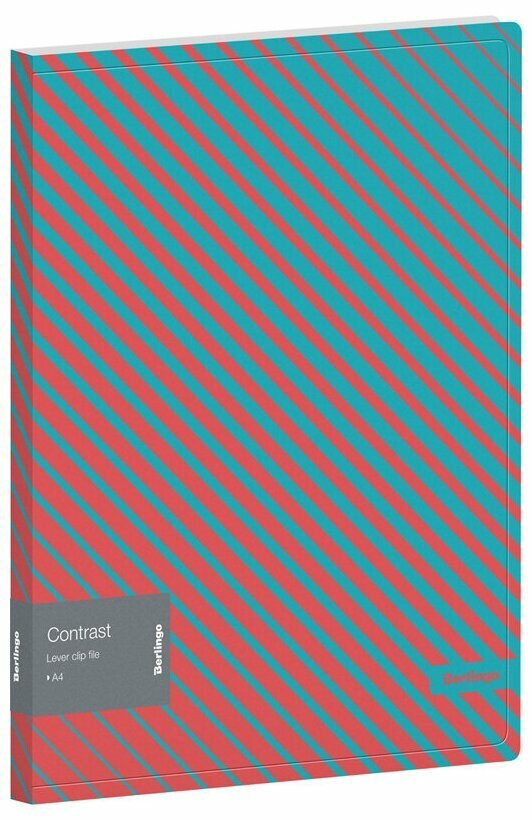Папка c зажимом Berlingo "Contrast" А4, пластик, 17мм, 600мкм, с внутр. карманом, с рисунком