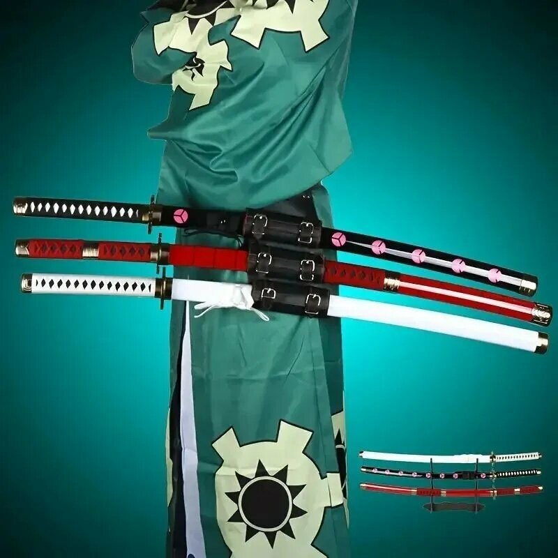 Аниме косплей катана 3 шт, Ророноа Зоро, Ван-Пис/One Piece, Деревянный 104 см, Катана из аниме, Реквизит для косплея