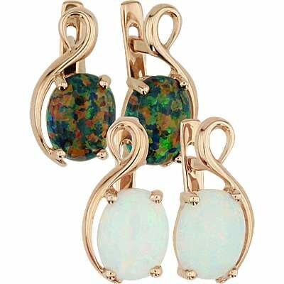 Серьги, красное золото, 585 проба, опал