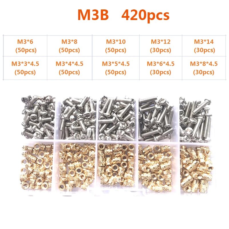 Комплект винтов M3B 420pcs, латунь