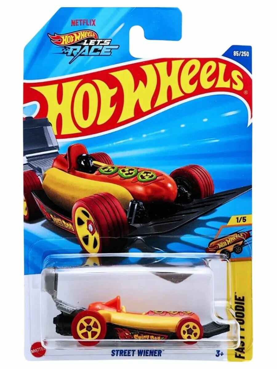 Hot Wheels Street Wiener (HYX29), серия Fast Foodie, 1/64, металл, коллекционная модель