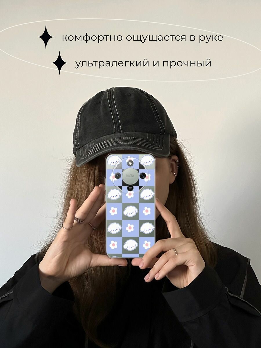 Чехол на Honor X9d / Хонор X9d с принтом Кудрявые шахматы, прозрачный — фото 1