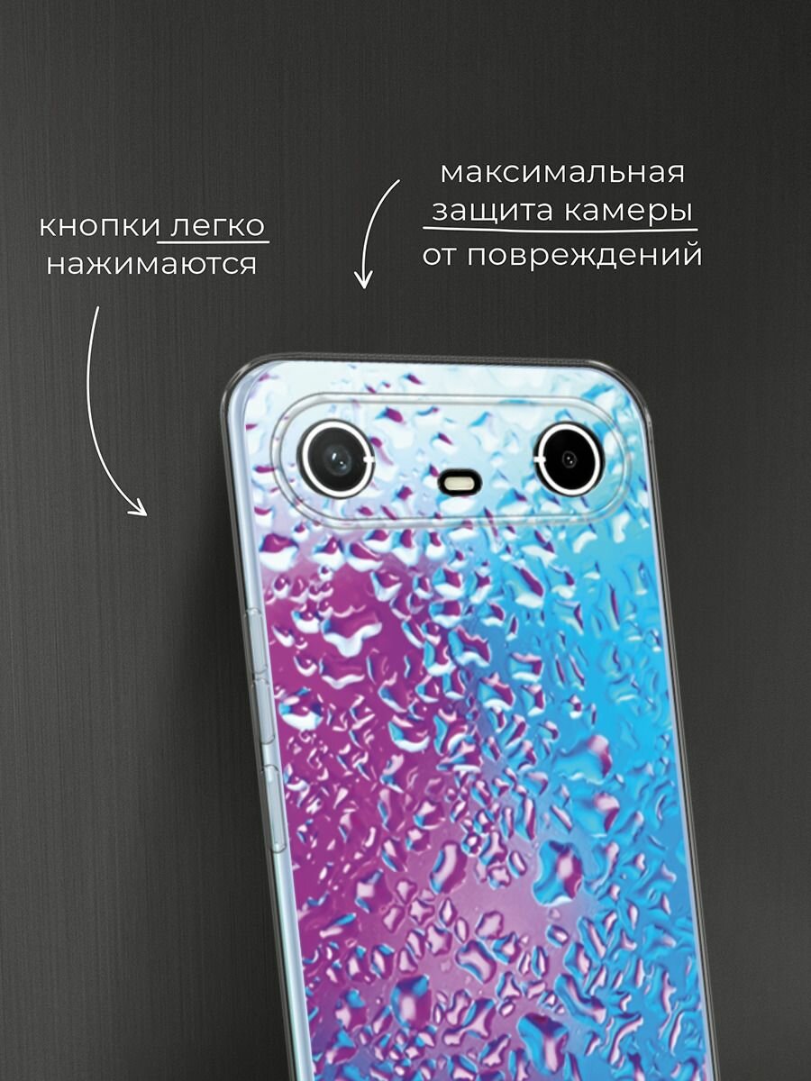 Чехол на Tecno Spark Slim / Текно Спарк Слим с принтом Капли на стекле — фото 1