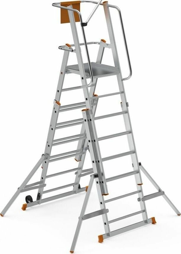 Двусторонняя складная лестница с платформой на колесах Sarayli 2x6+2x6 8105-C