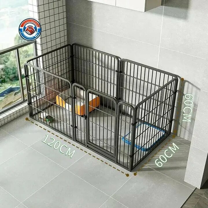 Просторная металлическая клетка для собаки, переноска и домик в одном, 120x60x60 см, подойдёт для тедди, корги и других малых и средних пород, складная конструкция с надёжным замком