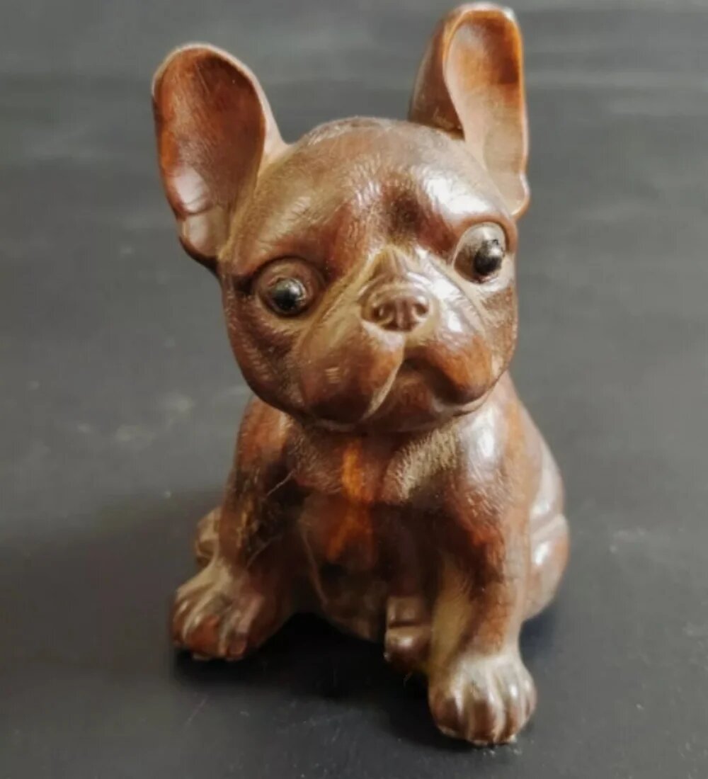 Деревянная статуэтка собаки netsuke