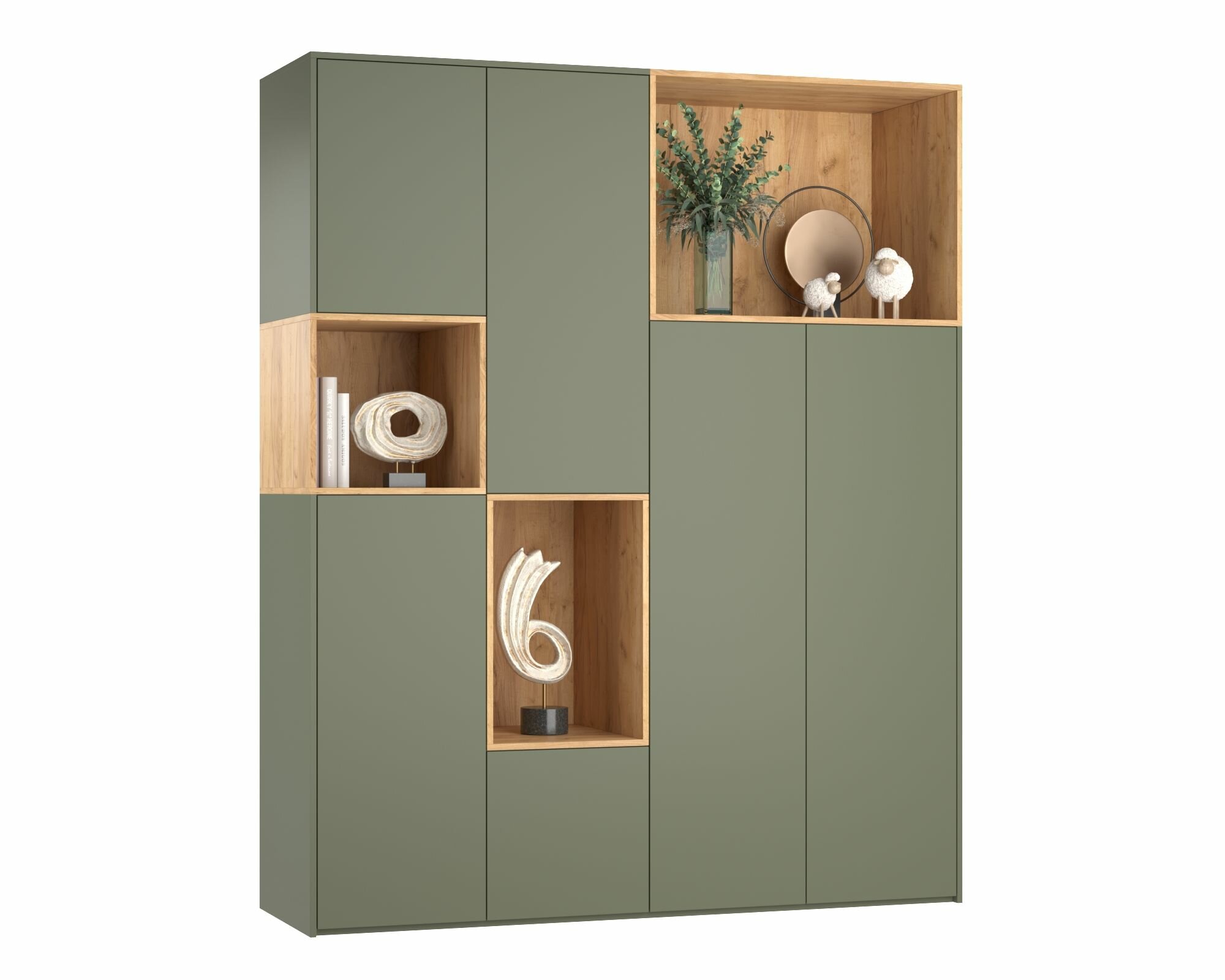Шкаф распашной для одежды "Рокки 21" 180х220х55 Зеленый дымчатый / Дуб крафт золотой