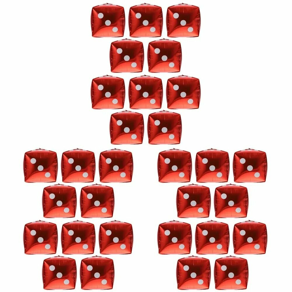Фольгированные красные шары в форме кубиков, 30 штук, для домашнего декора казино и игр