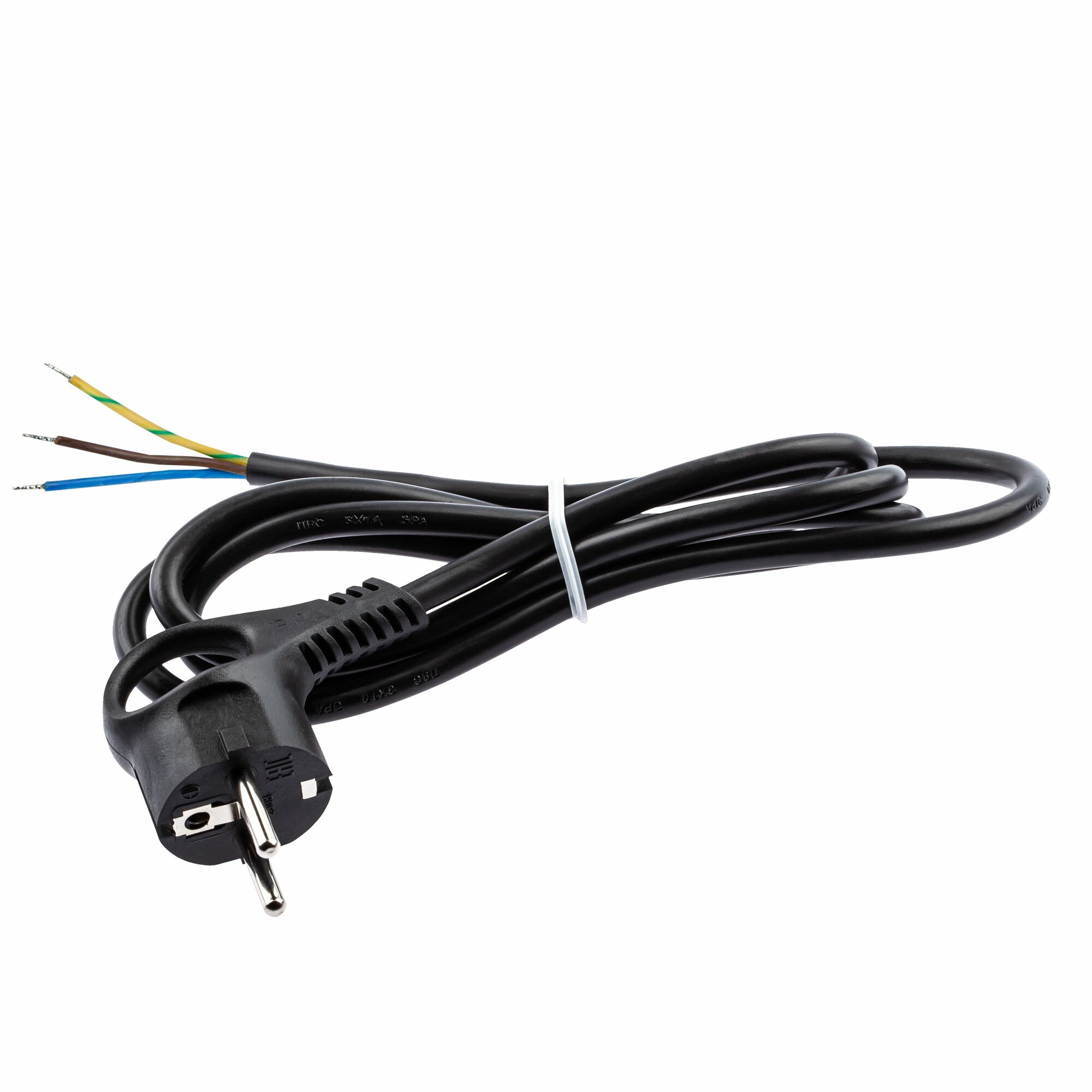 Шнур сетевой Эра с вилкой, с заземлением, 2 м, ПВС 3x1.5 мм2, черный