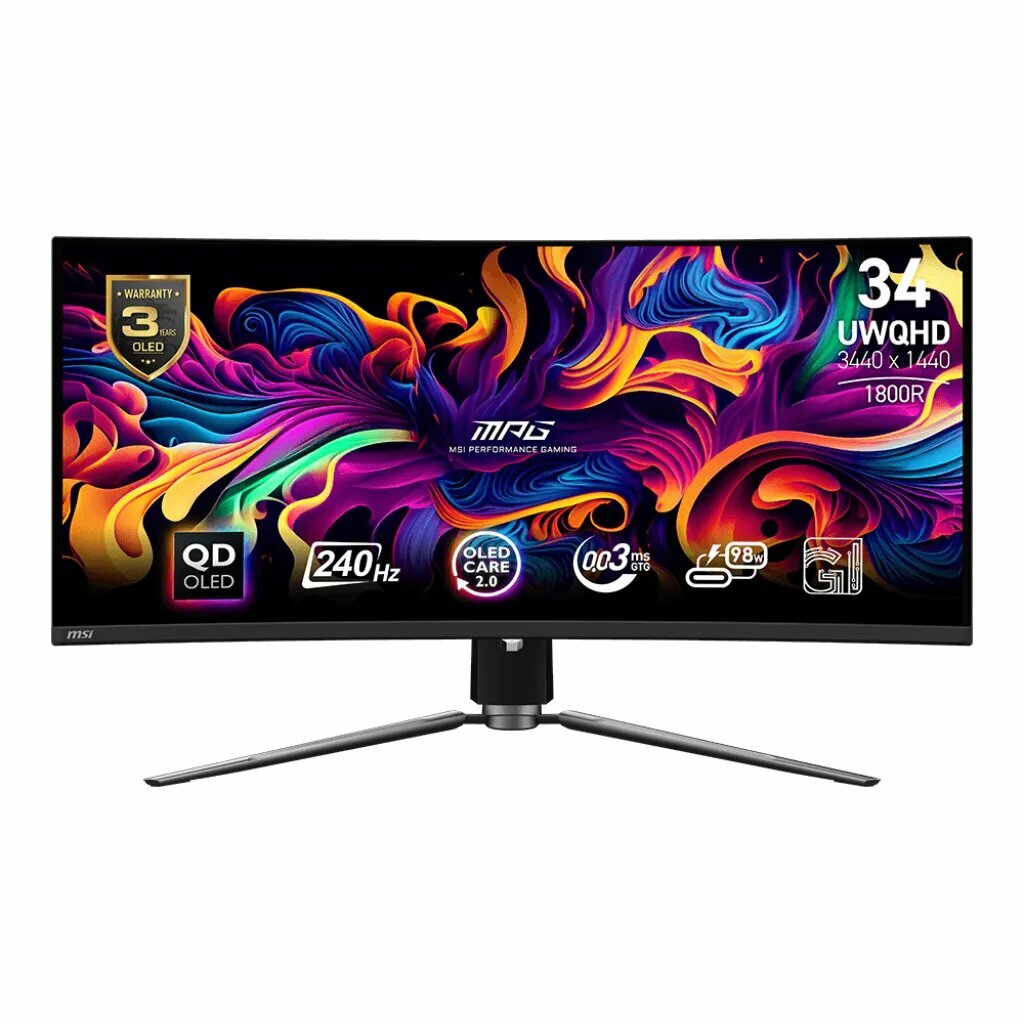Монитор MSI QD-OLED MPG 341CQPX, 34 дюйма, QD-OLED, 240 Hz, 3440×1440